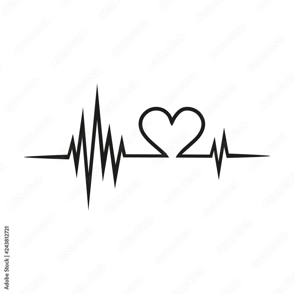 Heartbeat, pulse with heart, my heart beats for .... Stock Vector ...