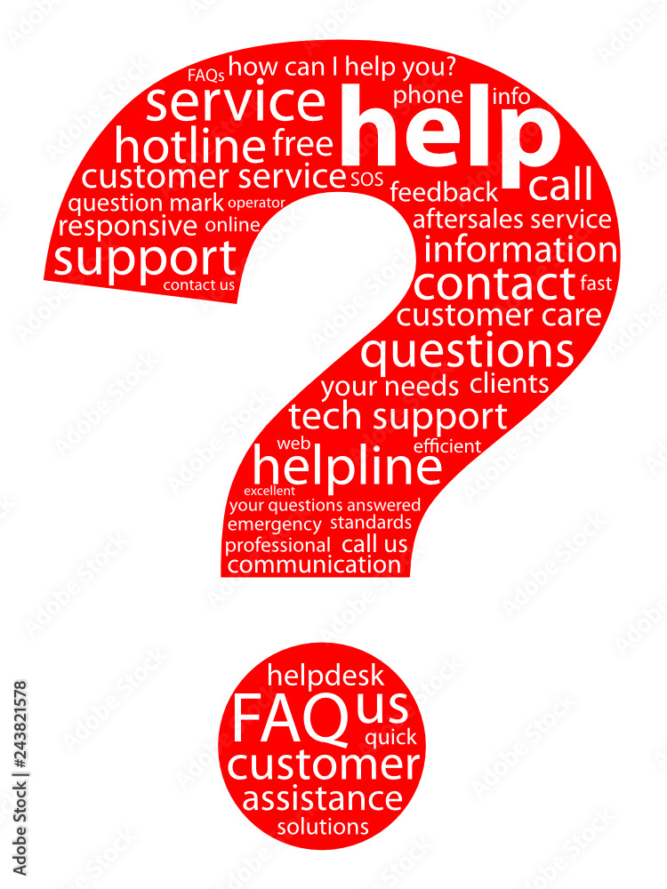 HELP word cloud in question mark symbol Stock Vector | Adobe Stock