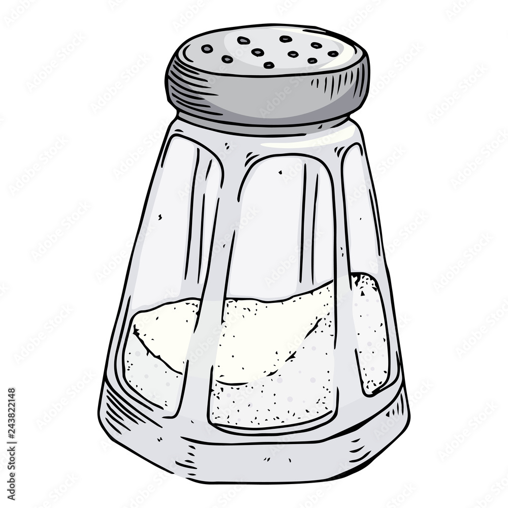 Jar of salt and pepper hand drawn. Vector illustration of a jar of ...