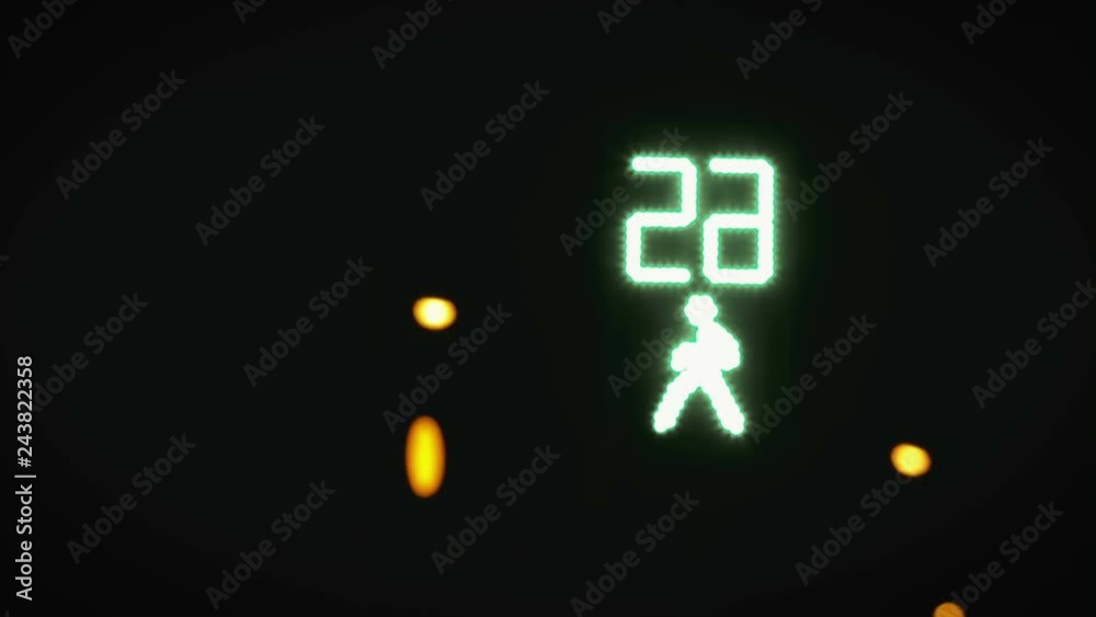 Green numbers on the traffic light count down time, traffic light in ...
