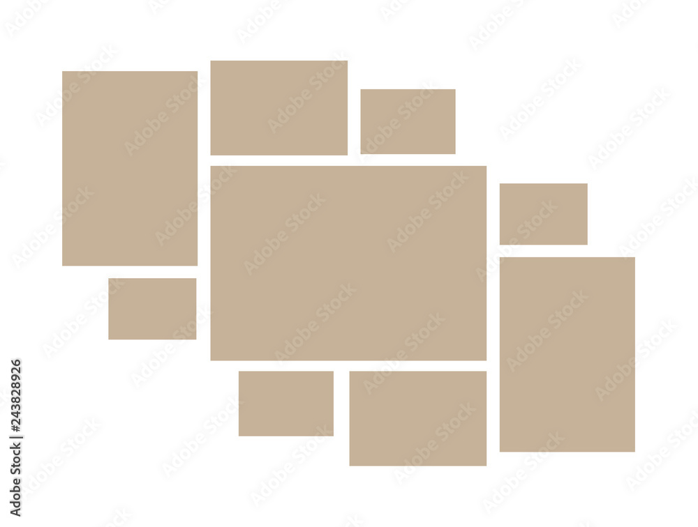 Vector frame for photos and pictures, photo collage, photo puzzle ...