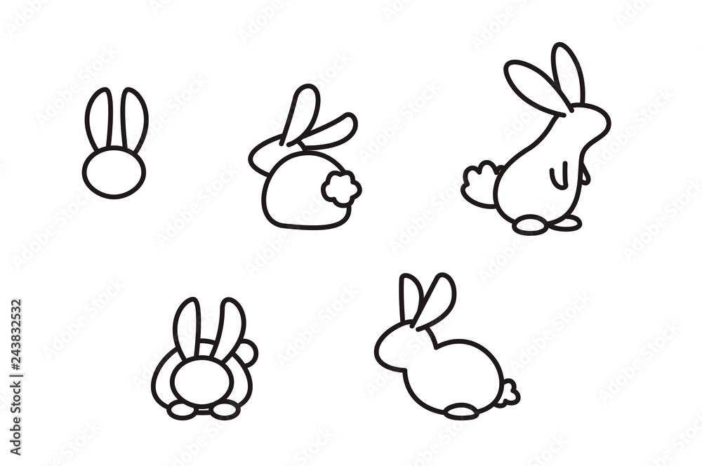 rabbit line art Stock Vector | Adobe Stock