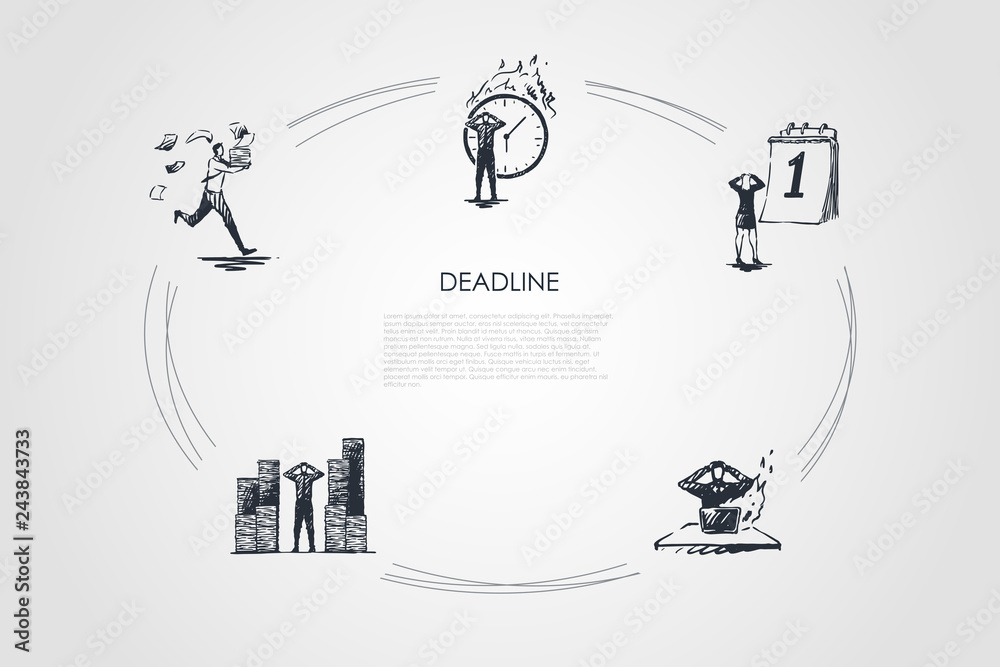 Deadline - business people hurrying up in office because of deadlines ...