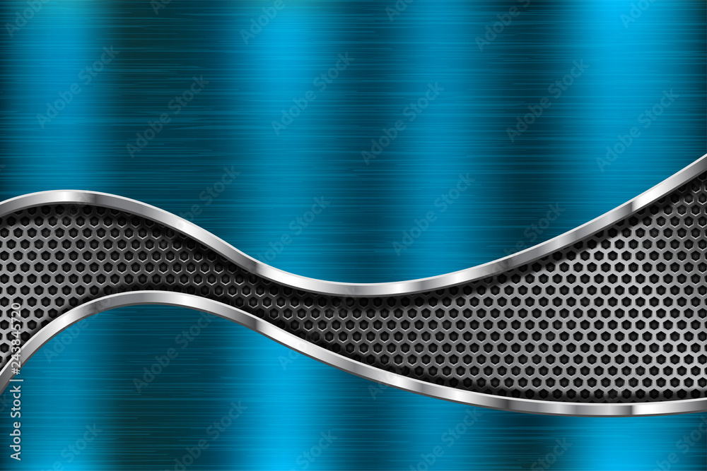 Blue brushed metal texture. With perforated wave Stock Vector | Adobe Stock