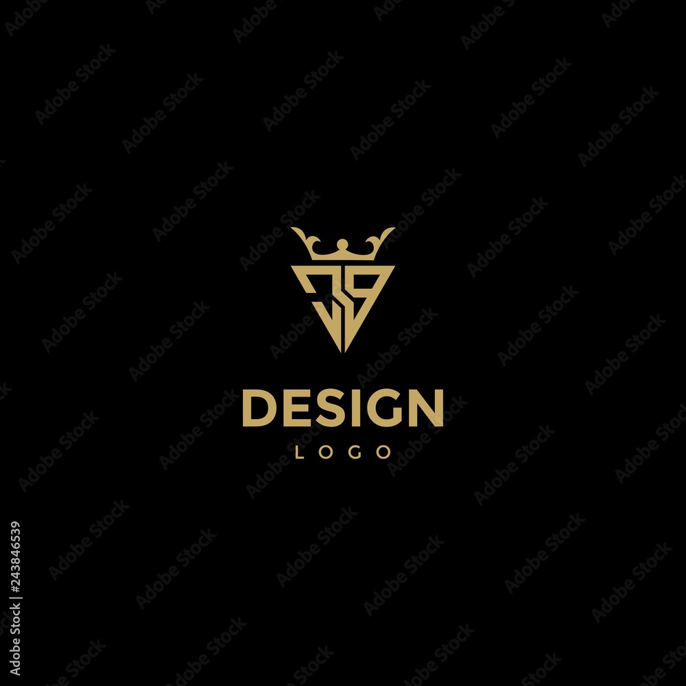Vector logo design, triangle icon and crown, initials c b Stock Vector ...