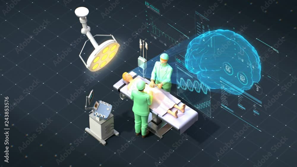 Surgery operating room vector illustration of doctor and patients with ...