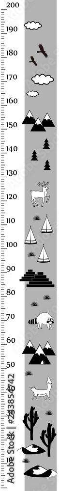 Kids height chart in minimalistic scandinavian style. Meter Wall or ...