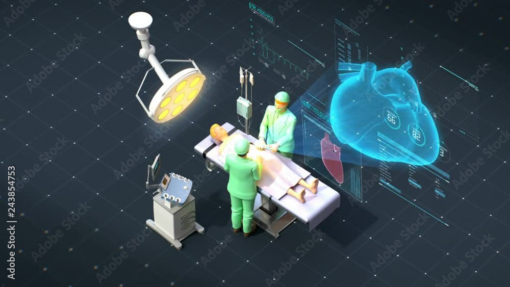 Surgery operating room vector illustration of doctor and patients with ...