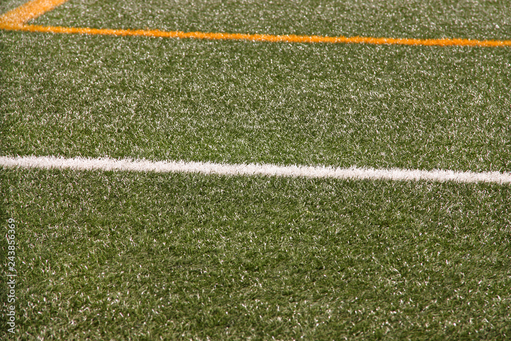 Part of sport soccer stadium and artificial turf football field. Detail ...