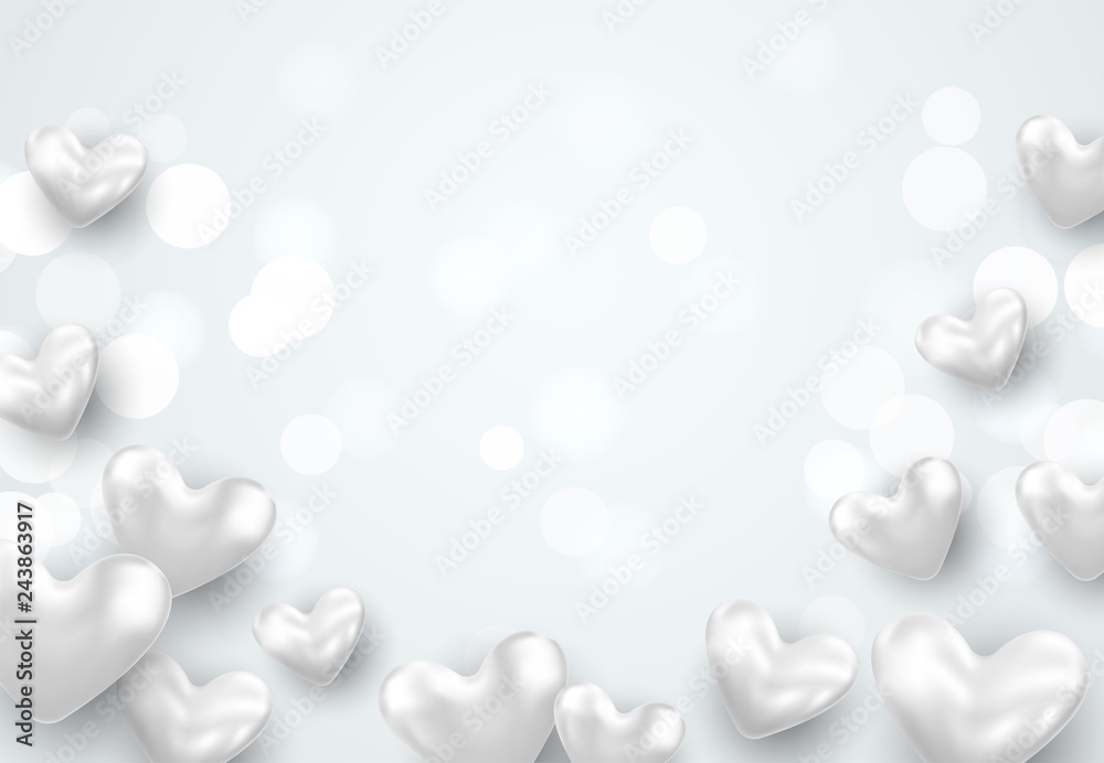 Valentine's day background with silver hearts Stock Vector | Adobe Stock