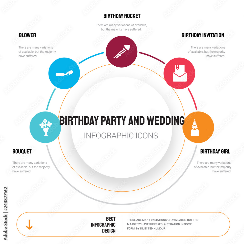 Abstract infographics of birthday party and wedding template. Bouquet ...