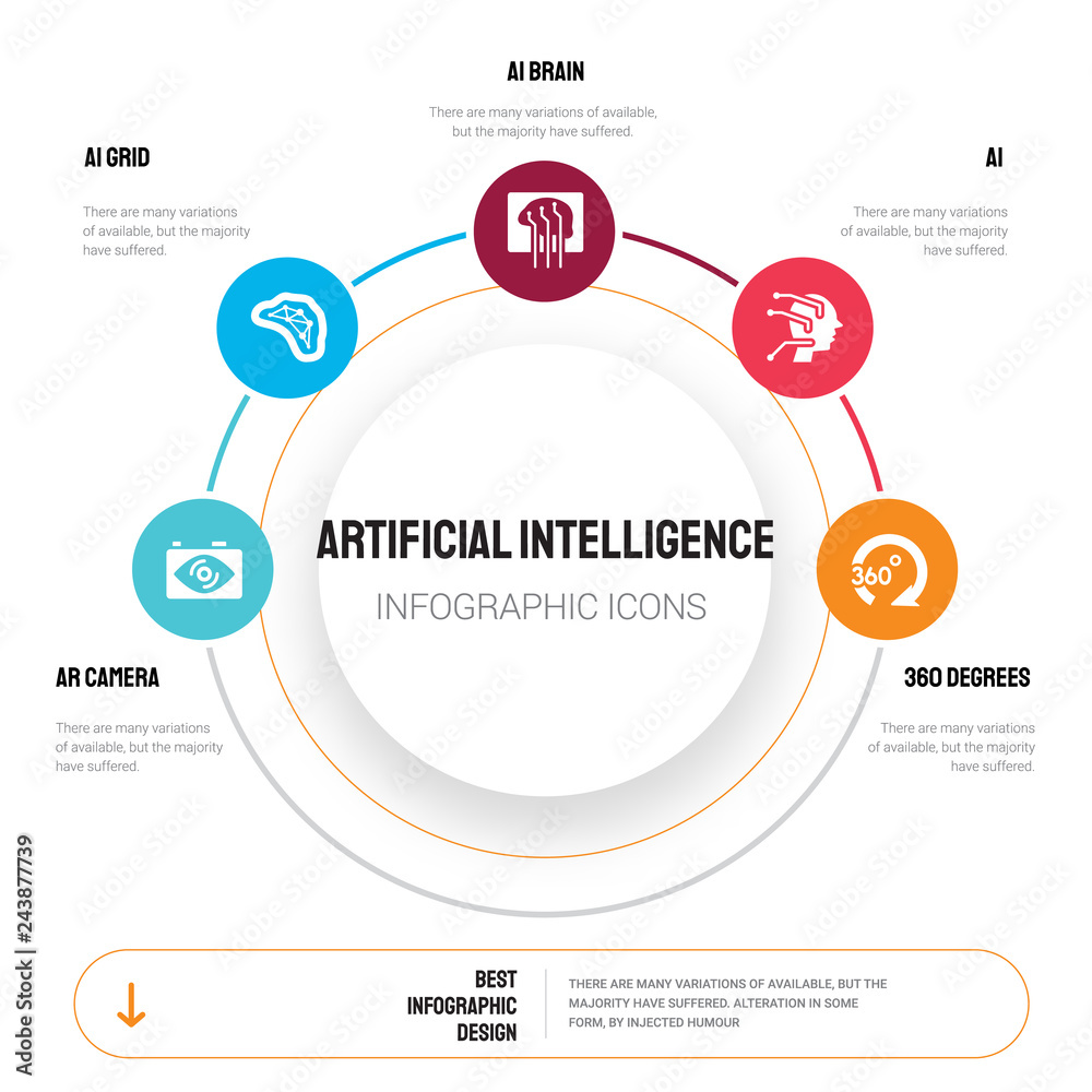Abstract infographics of artificial intelligence template. Ar camera ...