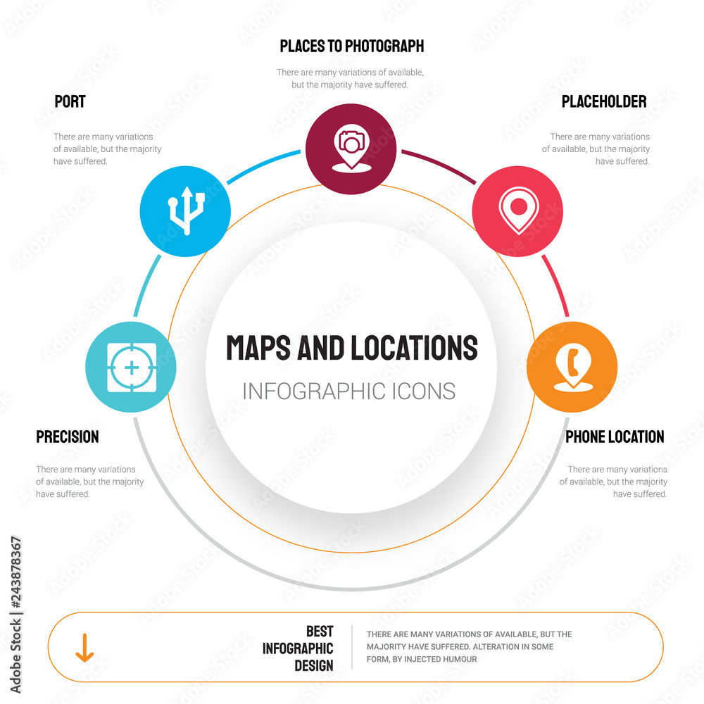 Abstract infographics of maps and locations template. Precision, Port ...