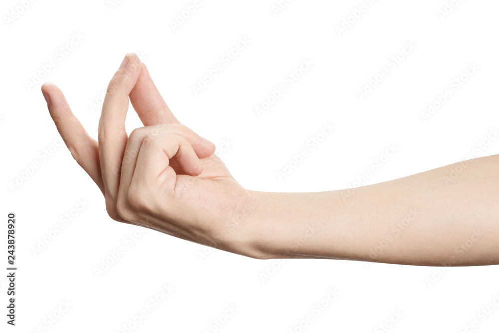 Hand in a snapping gesture, isolated on white background ภาพถ่ายสต็อก ...