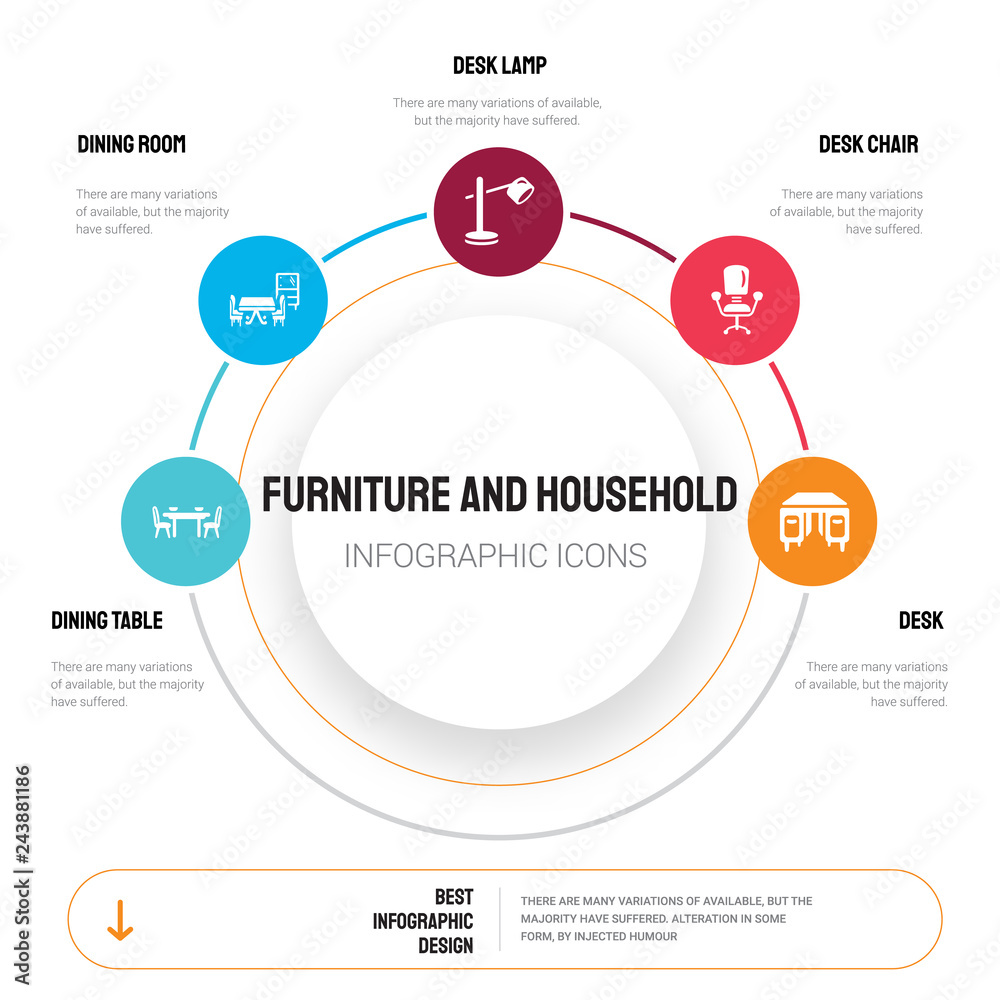 Abstract infographics of furniture and household template. Dining table ...