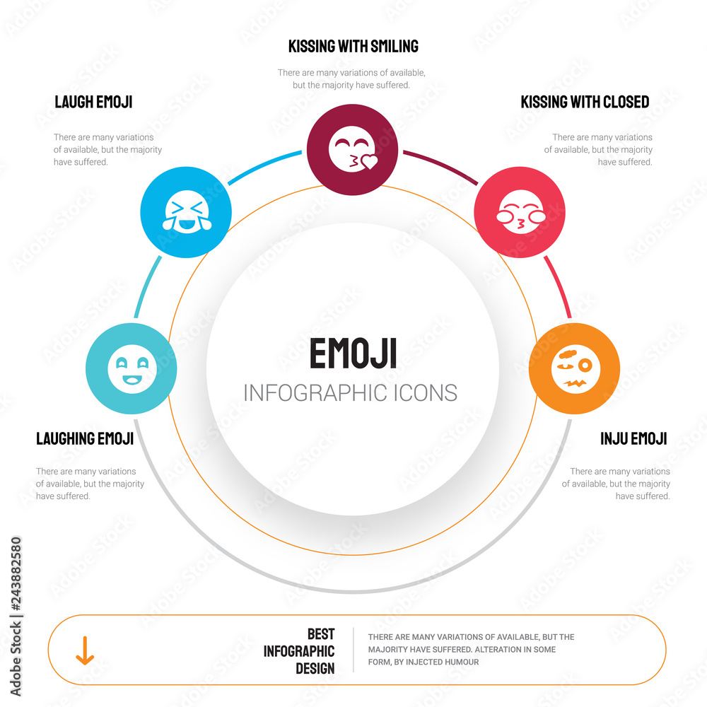 Abstract infographics of emoji template. Laughing emoji, Laugh Kissing With Smiling Eyes icons ...