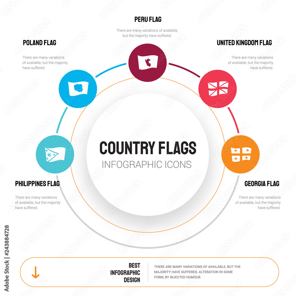 Abstract infographics of country flags template. Philippines flag ...