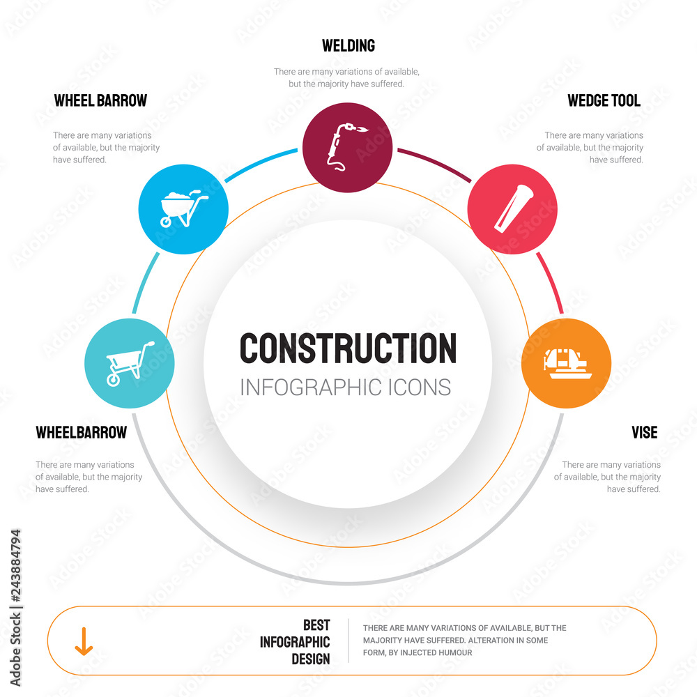 Abstract infographics of construction template. Wheelbarrow, Wheel ...