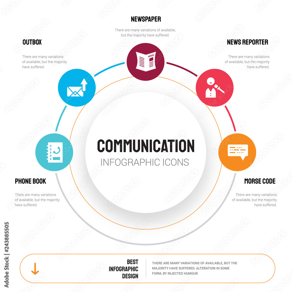 Abstract infographics of communication template. Phone book, Outbox ...