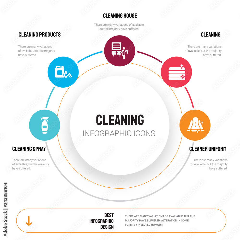 Abstract infographics of cleaning template. Cleaning spray, products ...