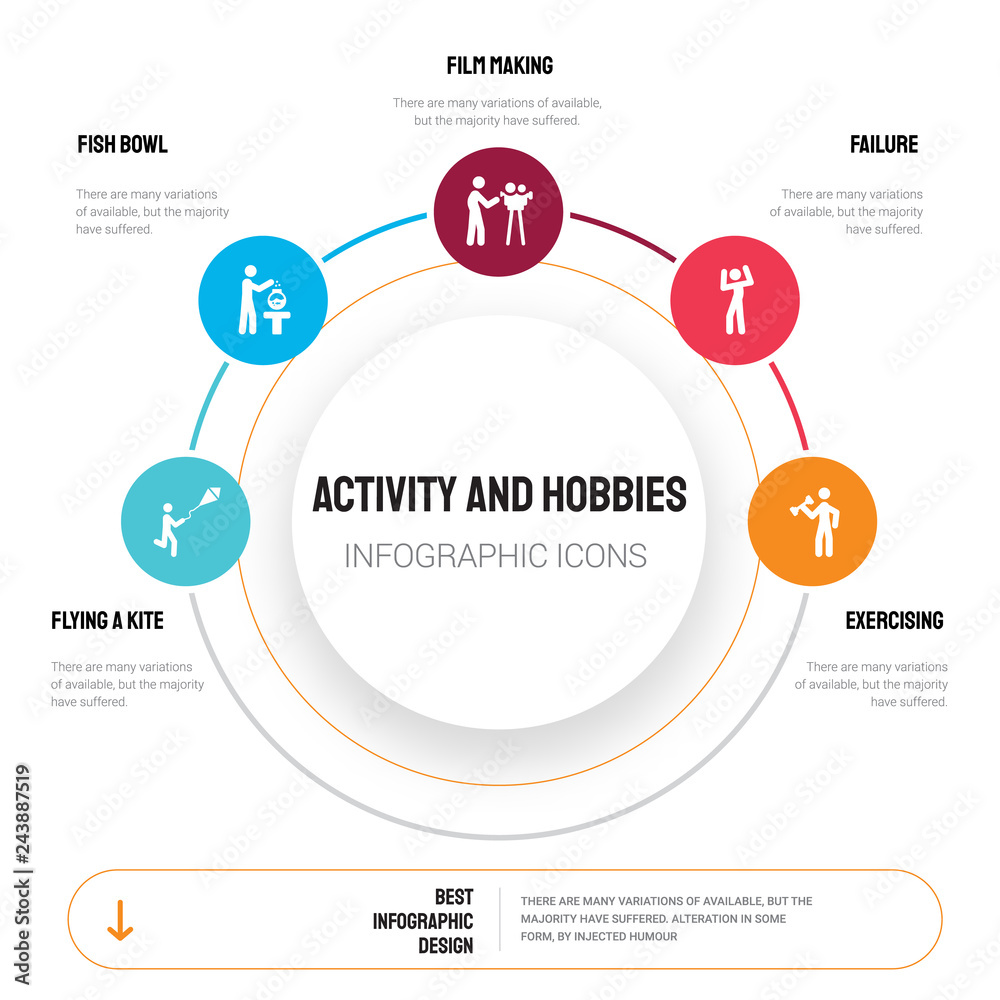 Abstract infographics of activity and hobbies template. flying a kite ...