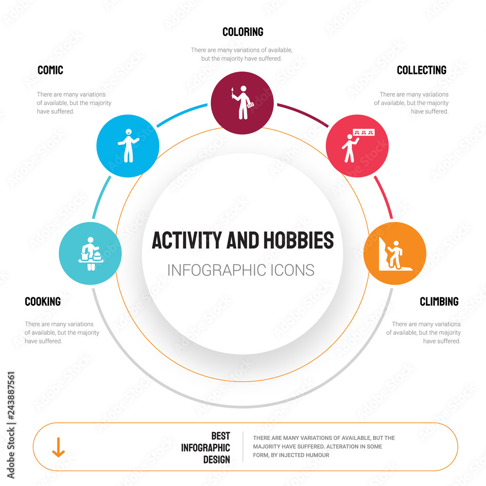 Abstract infographics of activity and hobbies template. Cooking, Comic ...
