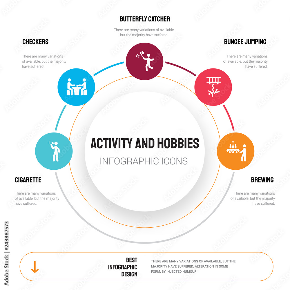 Abstract infographics of activity and hobbies template. Cigarette ...