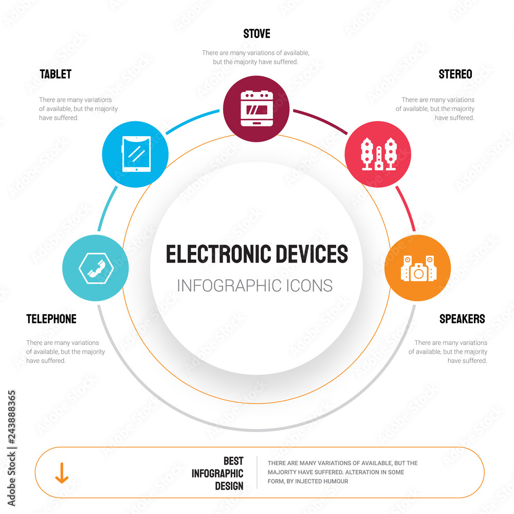 Abstract infographics of electronic devices template. Telephone, Tablet ...