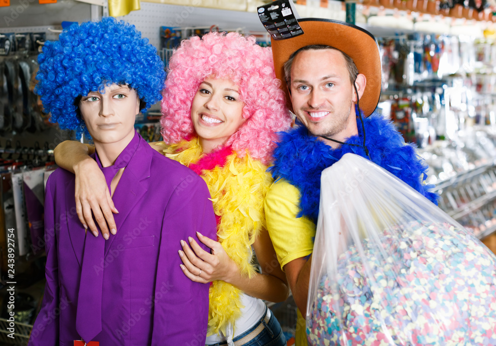 Positive couple with mannequin Stock Photo | Adobe Stock