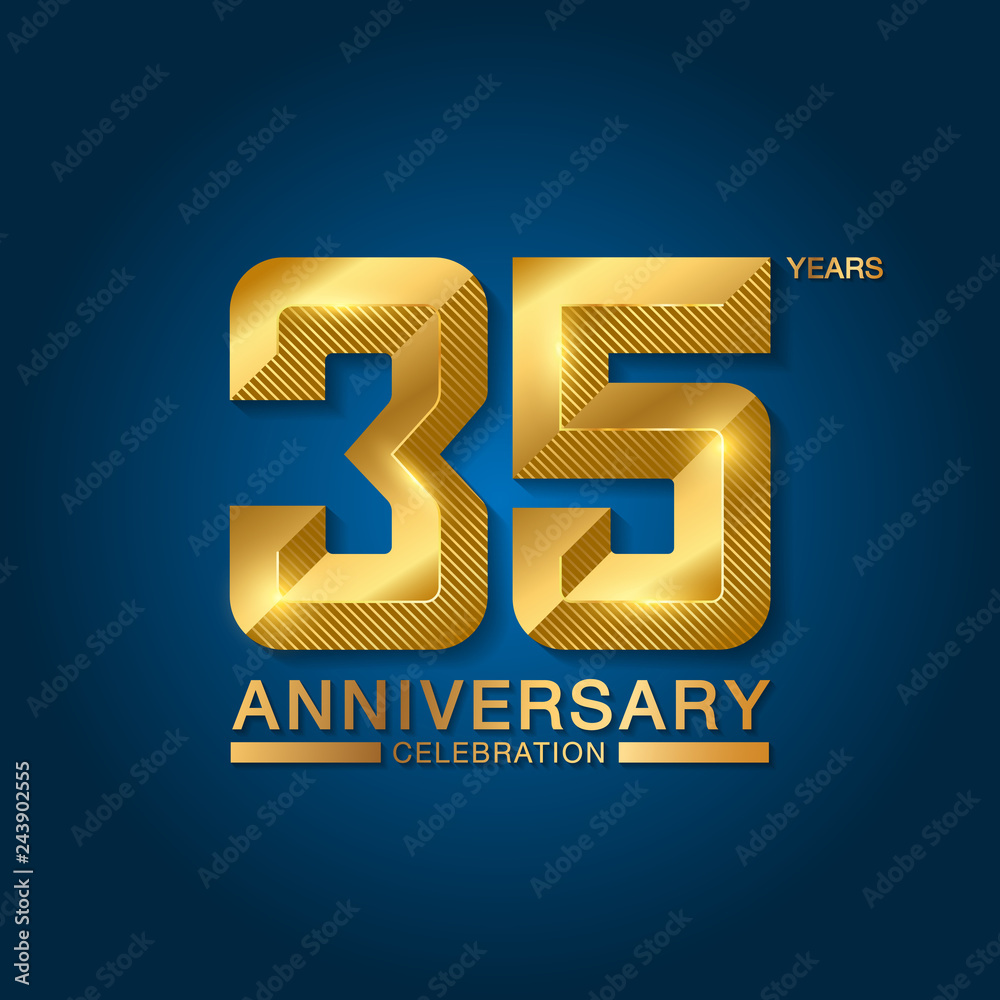 35 years anniversary celebration logotype. Golden anniversary emblem ...
