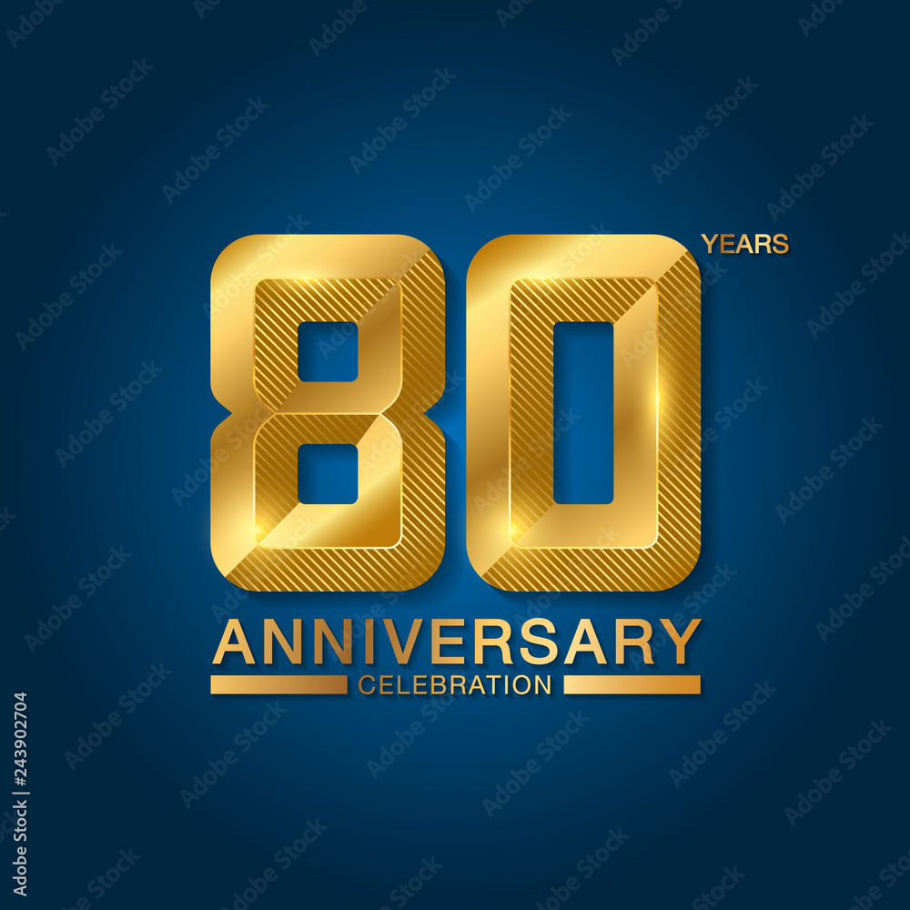 80 years anniversary celebration logotype. Golden anniversary emblem ...