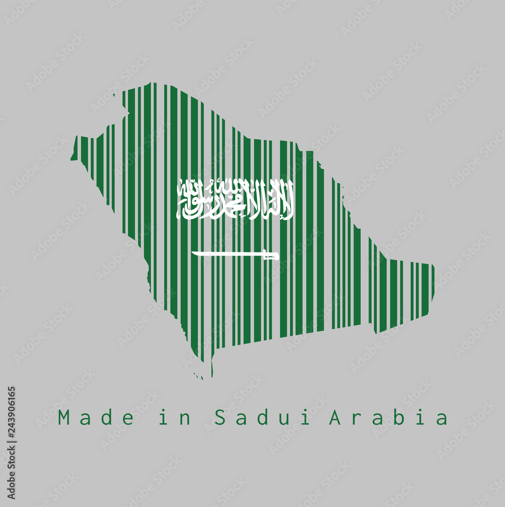 Barcode set the shape to Saudi Arabia map outline and the color of ...