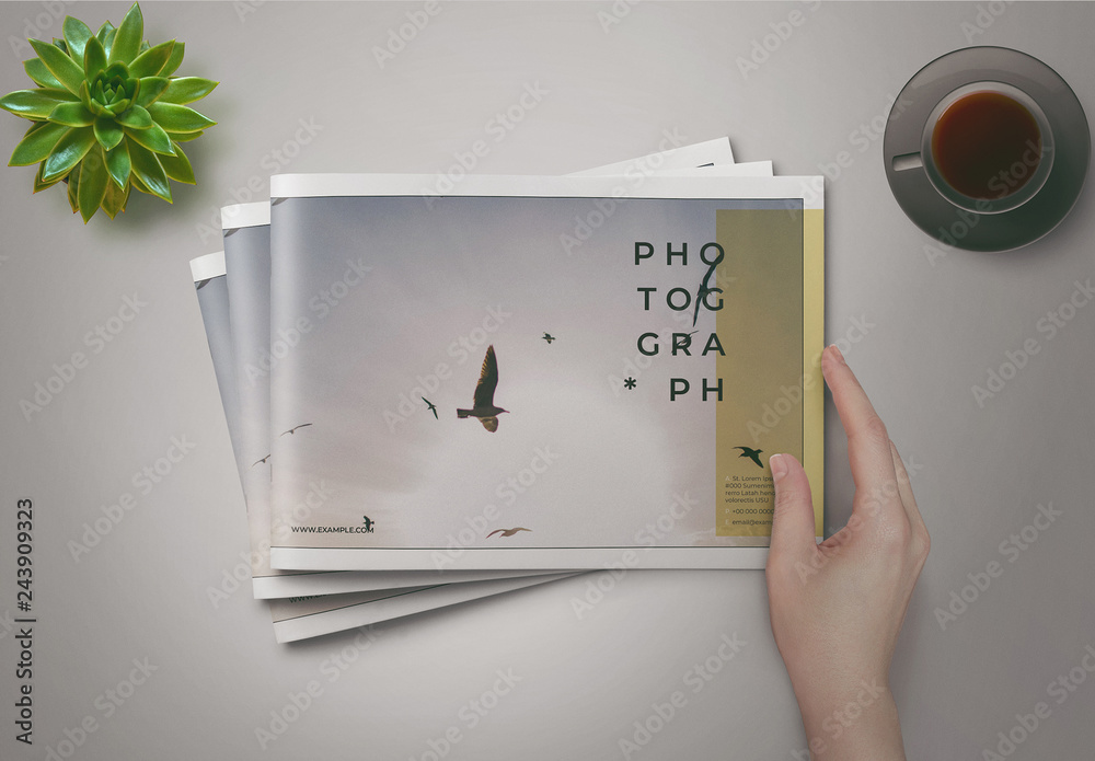 Photo Album Layout With Yellow Accents Stock Template | Adobe Stock