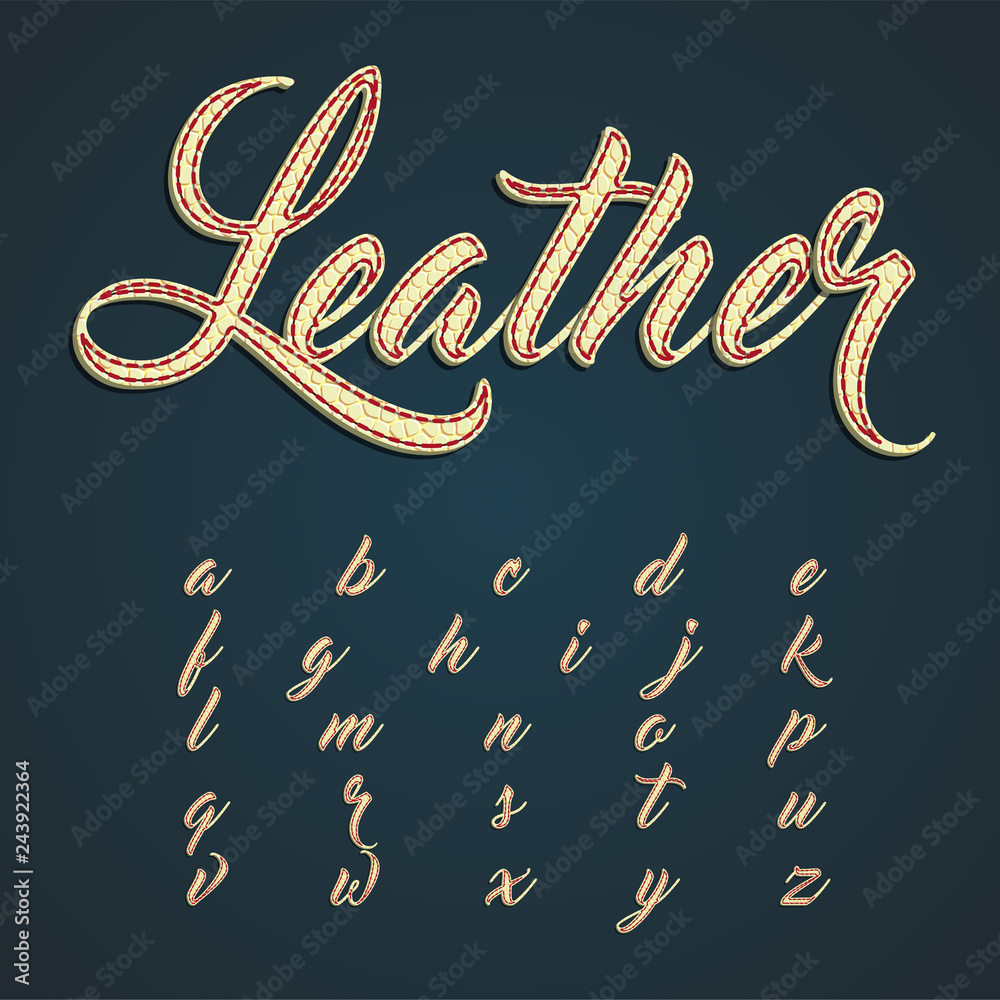 Leather font lowercase characters, vector Stock Vector | Adobe Stock
