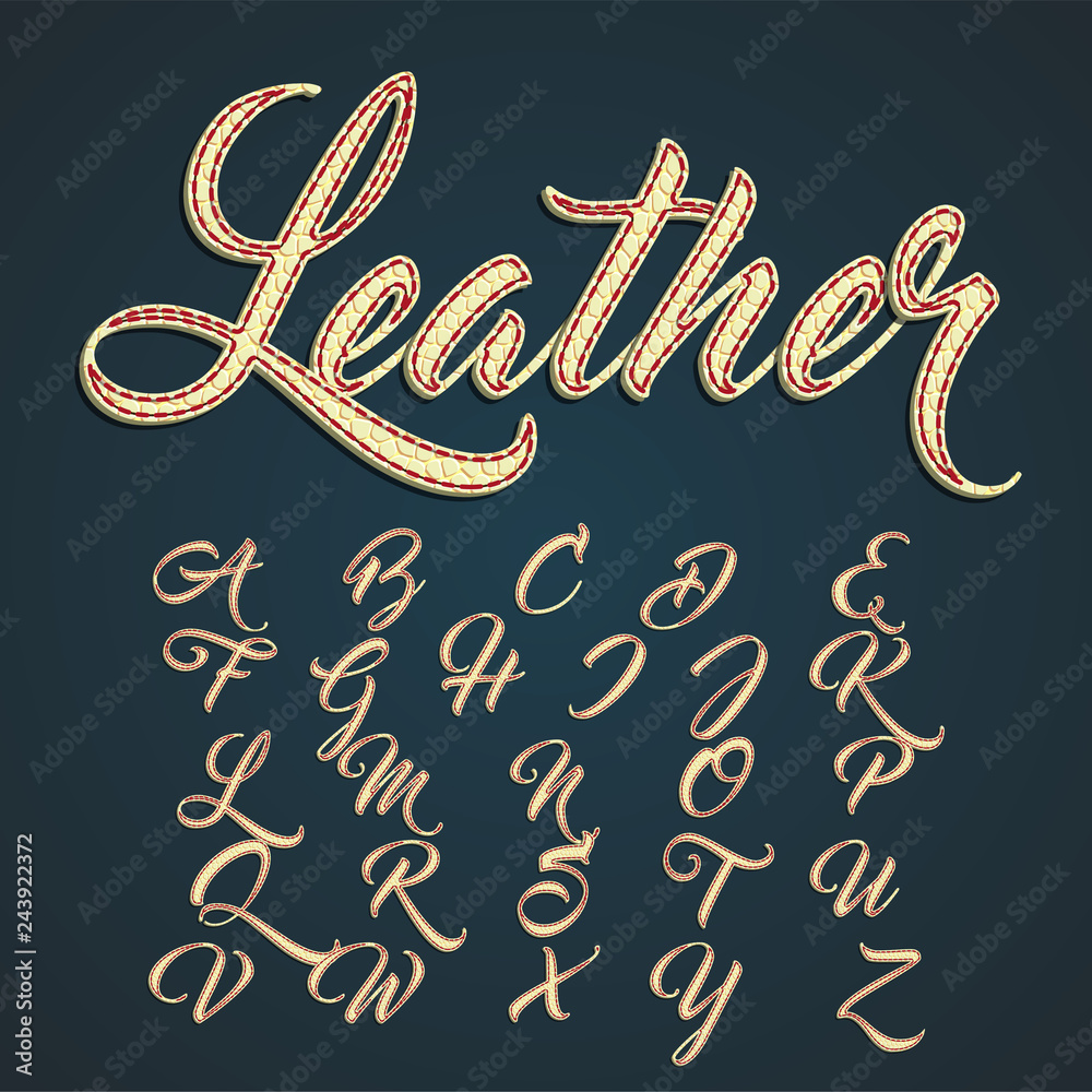 Leather font lowercase characters, vector Stock Vector | Adobe Stock
