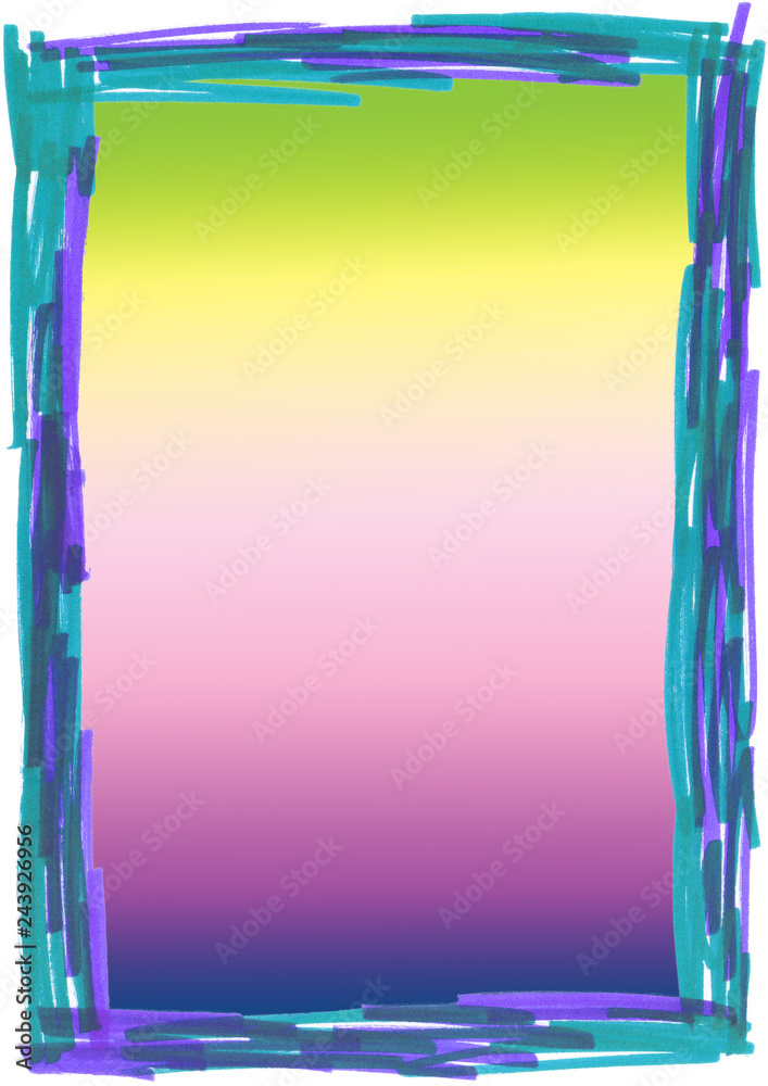Bright rectangular backdrop gradient in highlighter felt tip pen frame ...