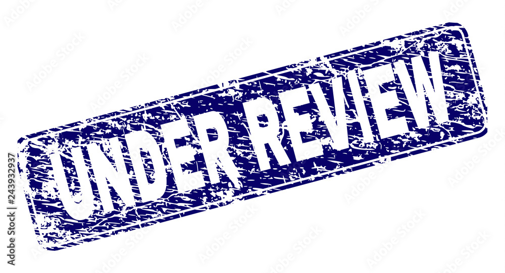 UNDER REVIEW stamp seal print with grunge texture. Seal shape is a ...