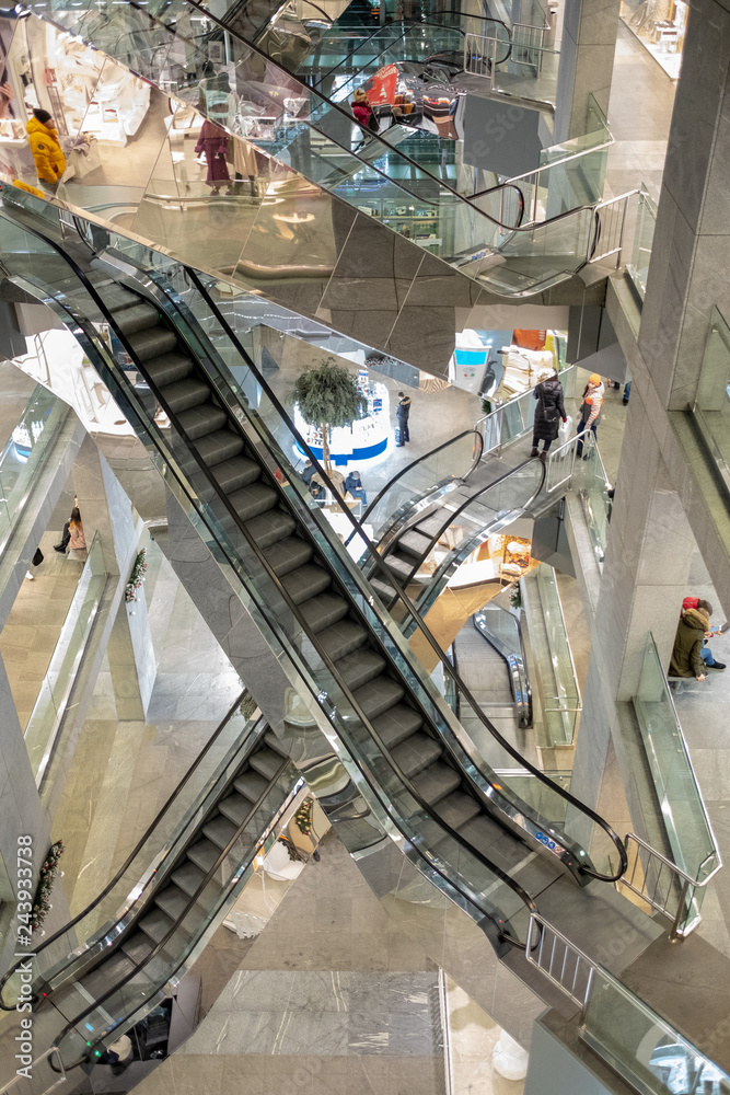 Escalators In Mall
