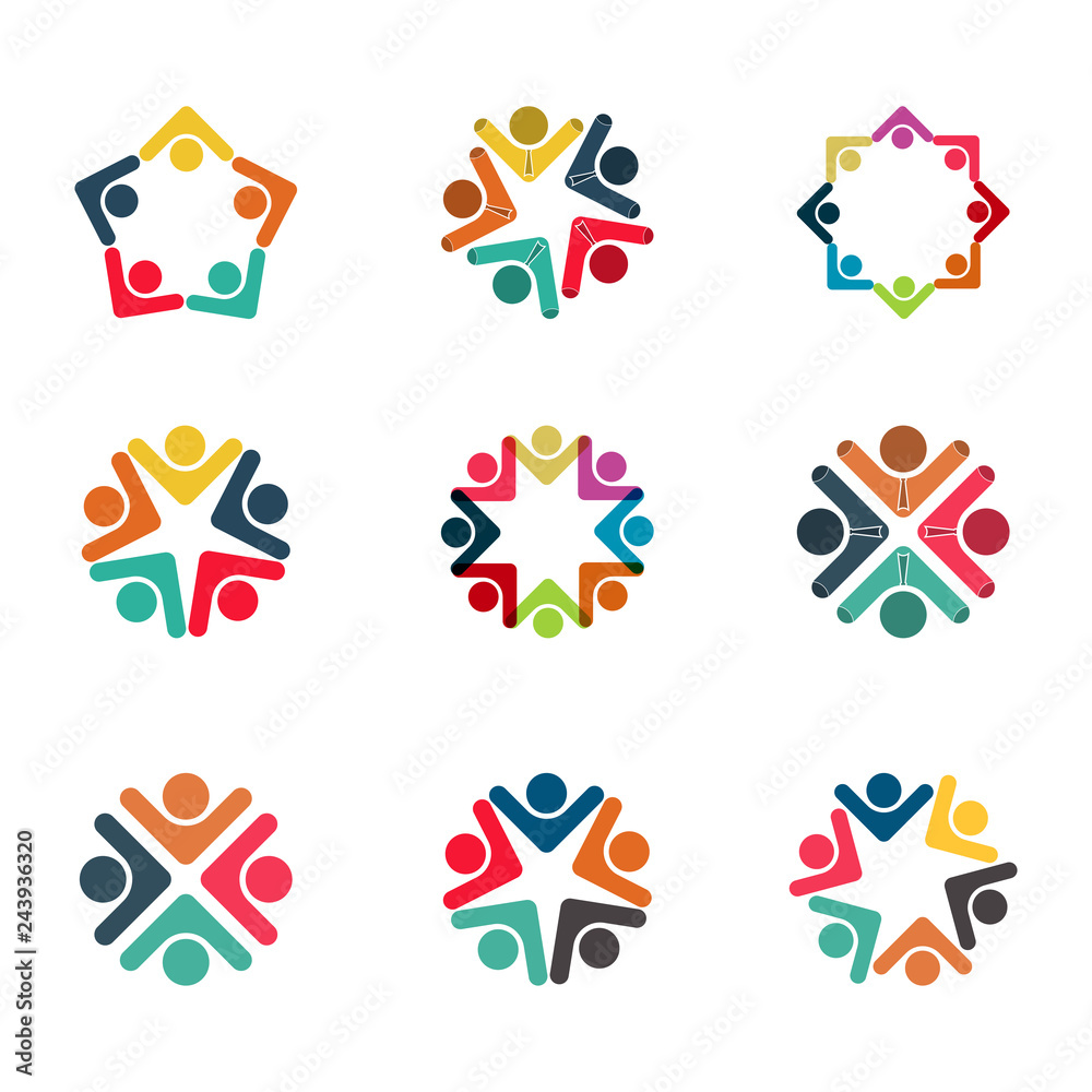 Graphic group connecting,People Connection logo set,Team work in a ...