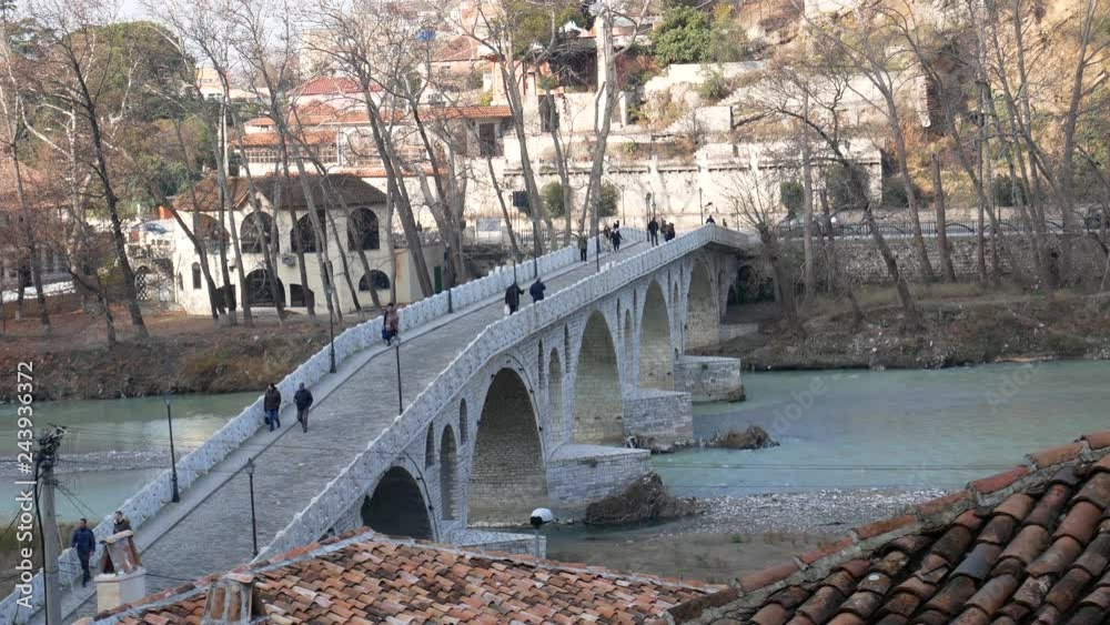 Berat, Albania: Gorica bridge on river Osum in Berat (mangalem and ...