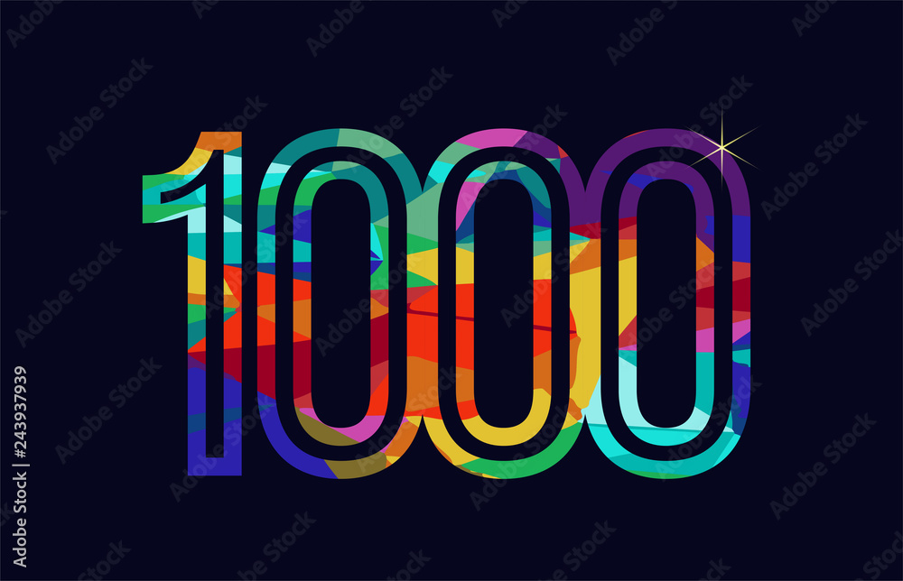 rainbow colored number 1000 logo company icon design Stock Vector ...
