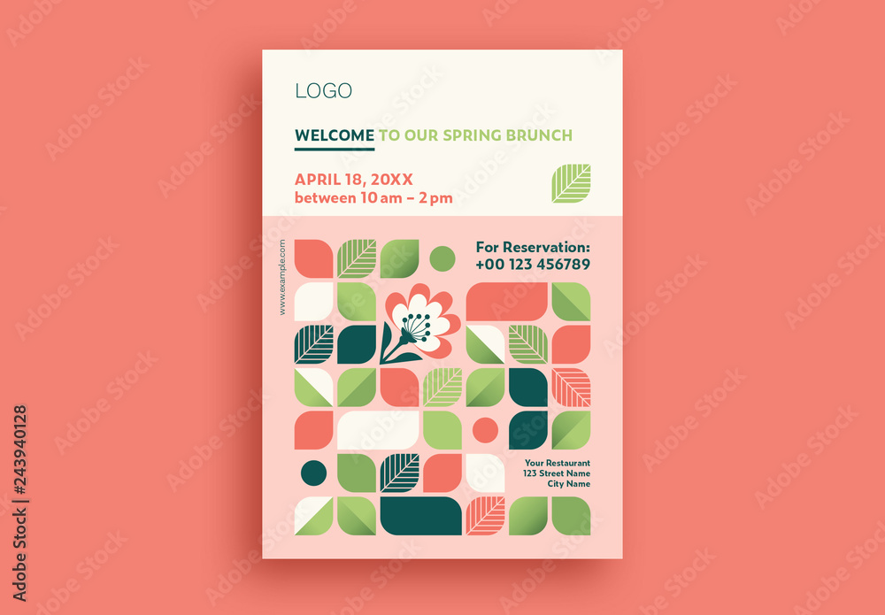 Spring Brunch Flyer Layout Stock Template | Adobe Stock
