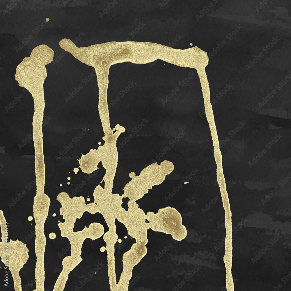 Luxury gold and white metal paint splatter effect on watercolor paper ...