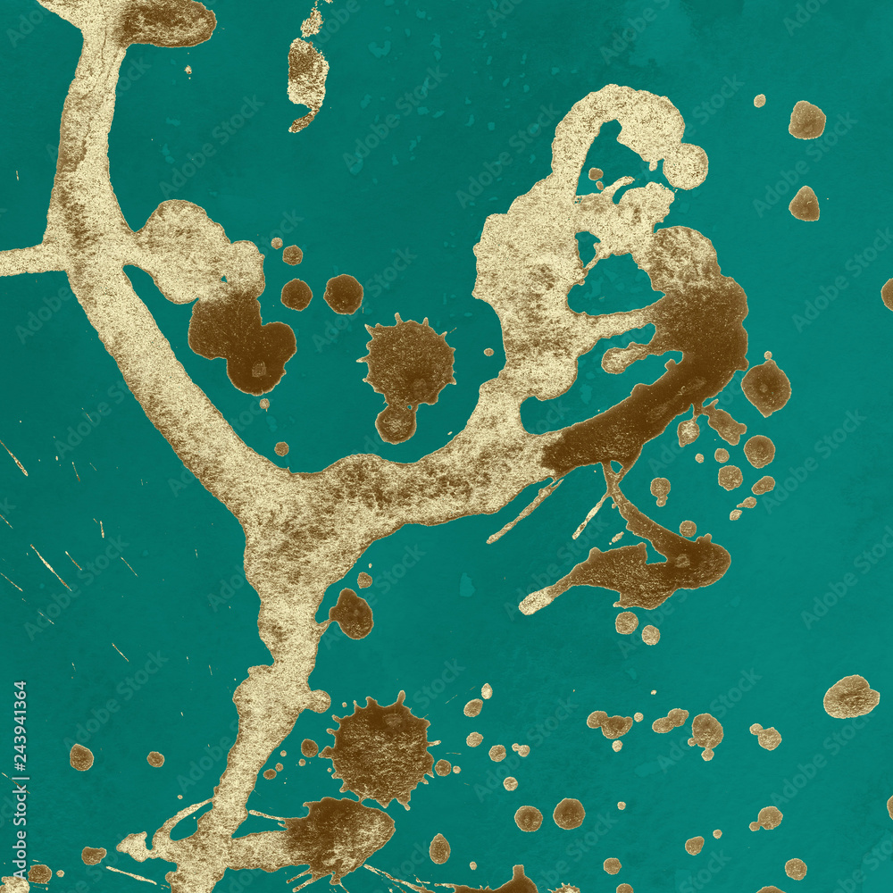 Luxury gold and white metal paint splatter effect on watercolor paper ...