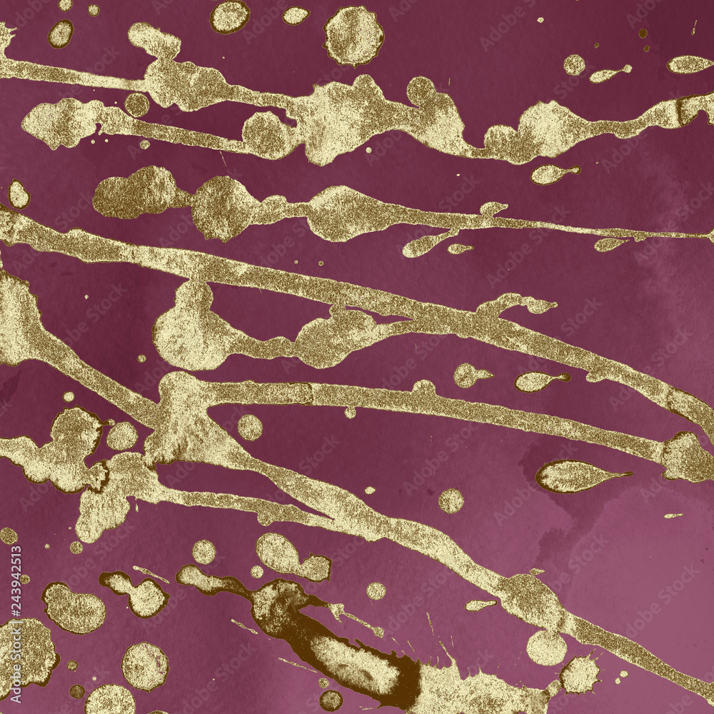 Luxury gold and white metal paint splatter effect on watercolor paper ...