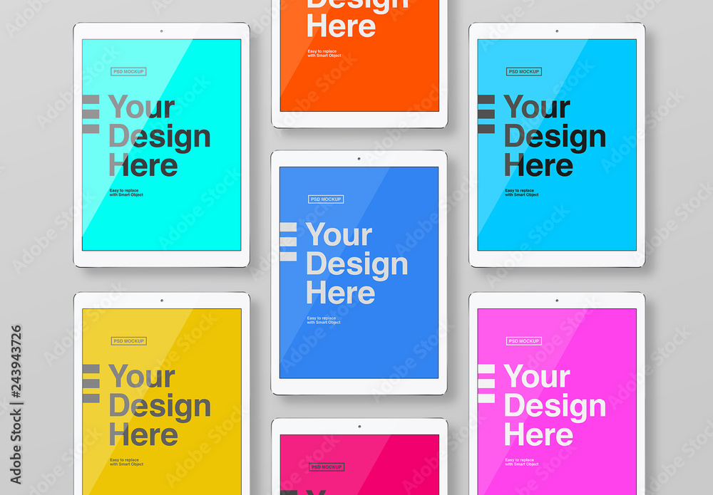 7 Tablets Mockup Stock Template | Adobe Stock