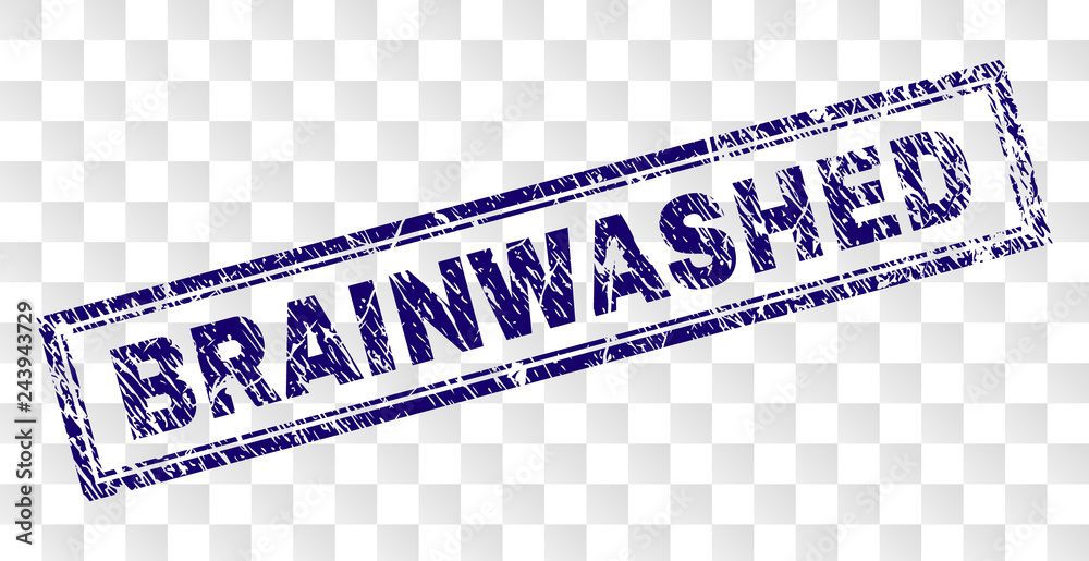 BRAINWASHED stamp seal imprint with rubber print style and double ...