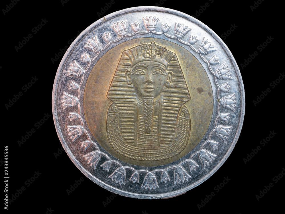 one pound coin on black background Stock Photo | Adobe Stock