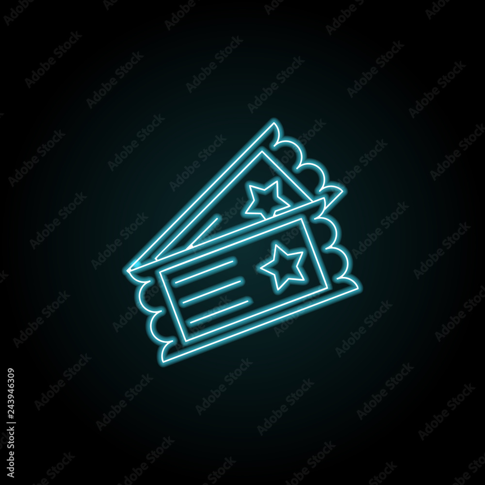 tickets, show icon in neon style. Simple thin line, outline vector of ...