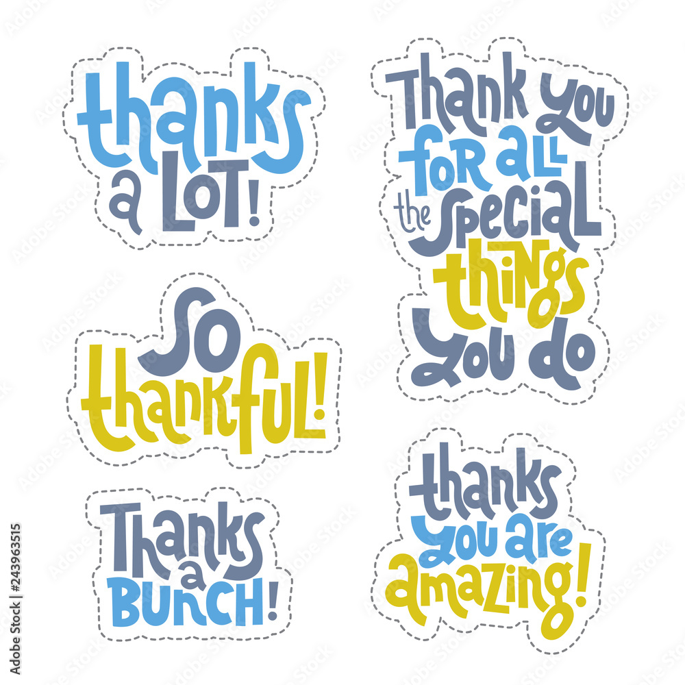 Thank you quotes and stickers Stock Vector | Adobe Stock